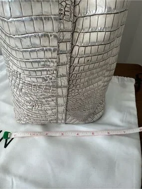 Brahmin | Bags | Brahmin Metallic Silver Crocembossed Tote | Poshmark